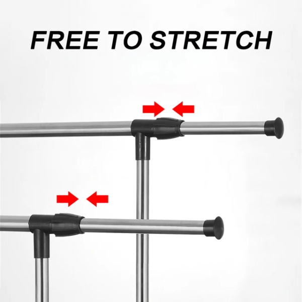 Adjustable Stainless Steel Double-Pole Clothing Rack with Bottom ...